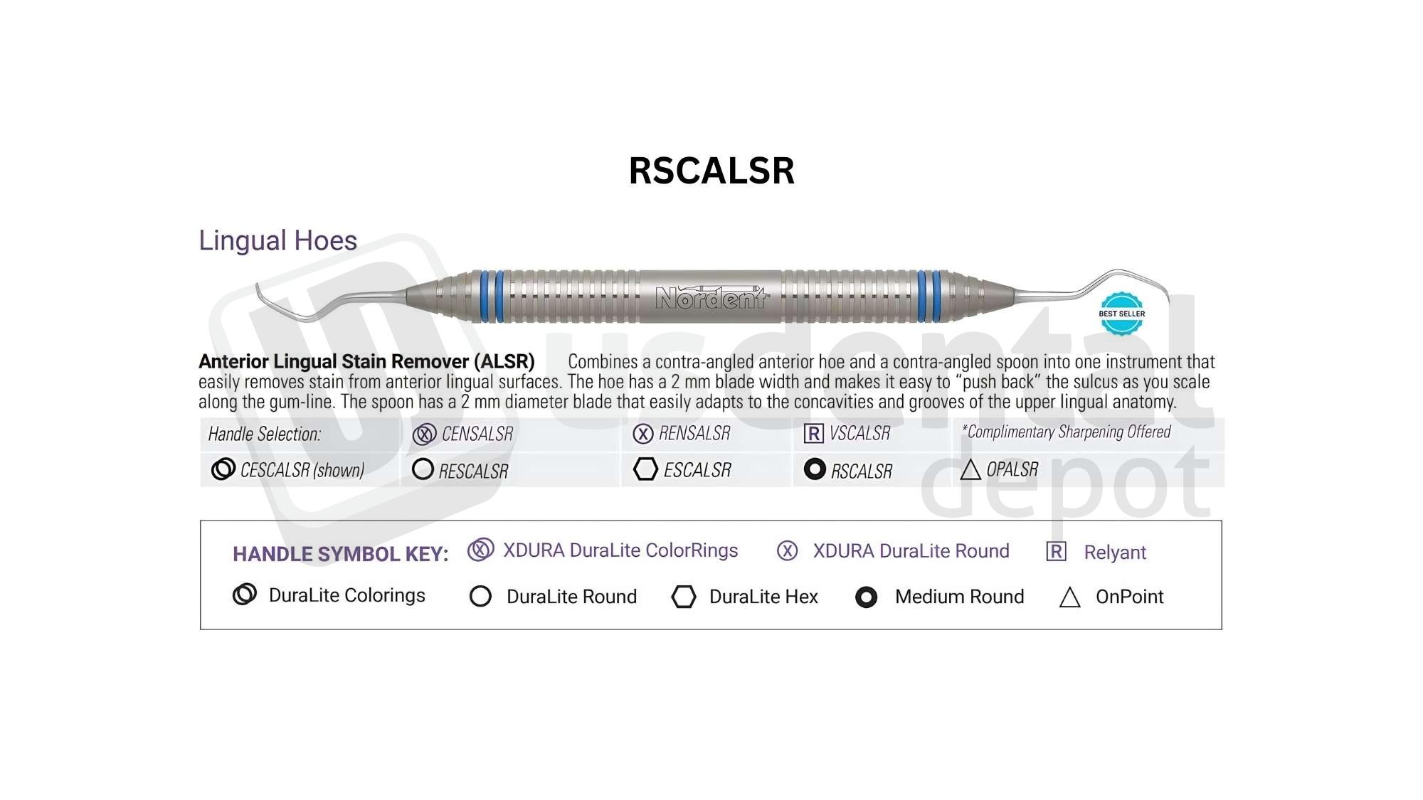 NORDENT - Classic, Scaler, DE, Anterior Lingual Stain Remover, Medium ...