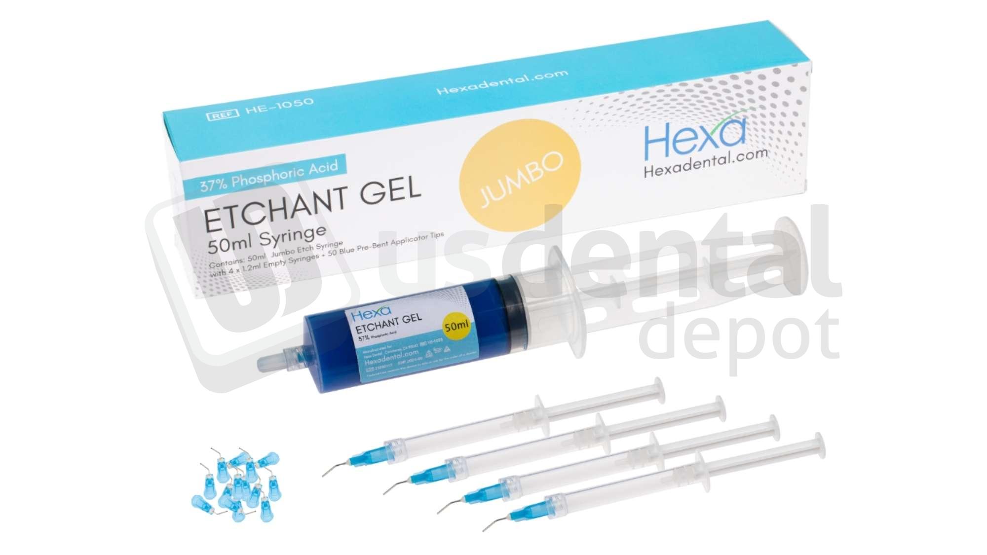 HYGEDENT - Hexa Etch Gel 37% , 50ml , Syringes Blue JUMBO, HE-1050 ...