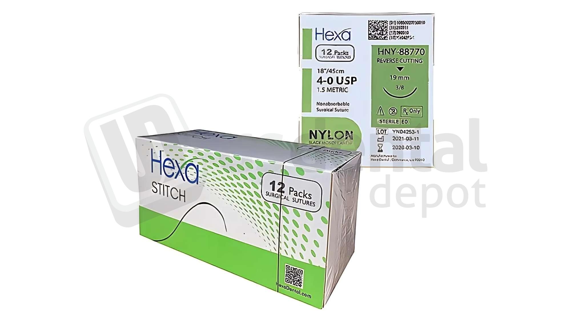HEXA - NYLON Black Monofilament, Size 4/0, Needle 19mm, Length 18 ...